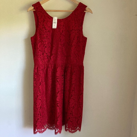 LOFT | Dresses | New Loft Red Lace Dress | Poshmark